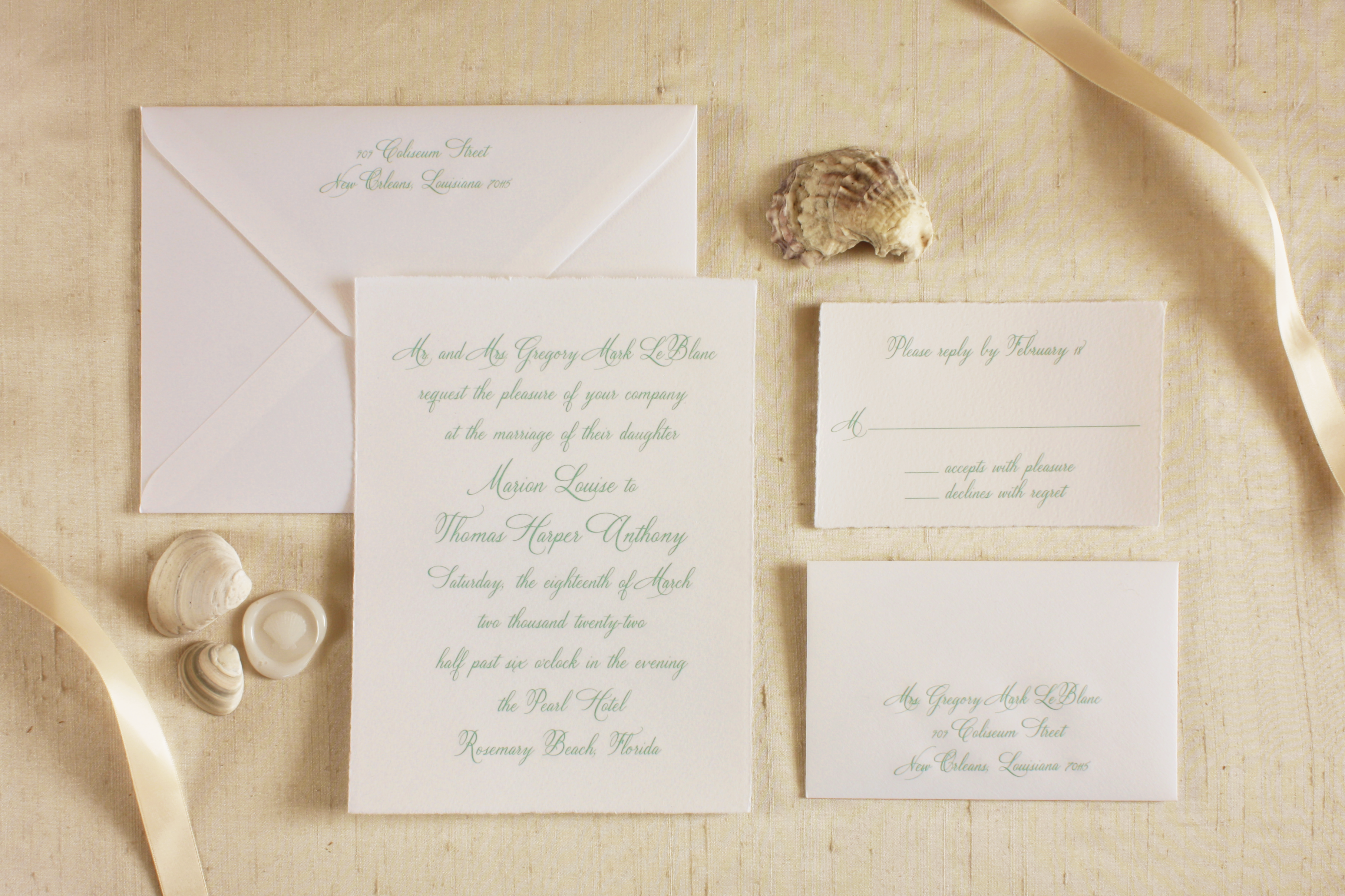 Engraved Full Script in Sage – Heron Paperie